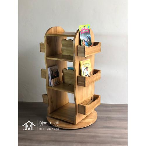 Jual rak buku anak susun kayu, rak buku, rak buku putar jati jepara ...
