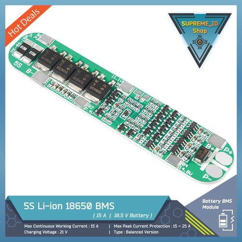 Jual 5S 18.5V Li-ion Lithium 18650 BMS Battery Charger Module | 21V 15A ...