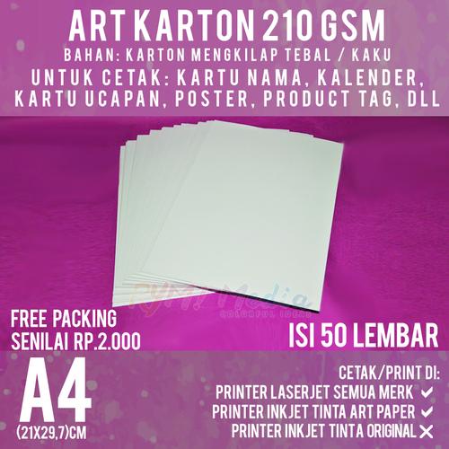 Jual Art Karton 210 gsm A4 isi 50 lbr / Kertas Carton Paper Glossy 210 ...