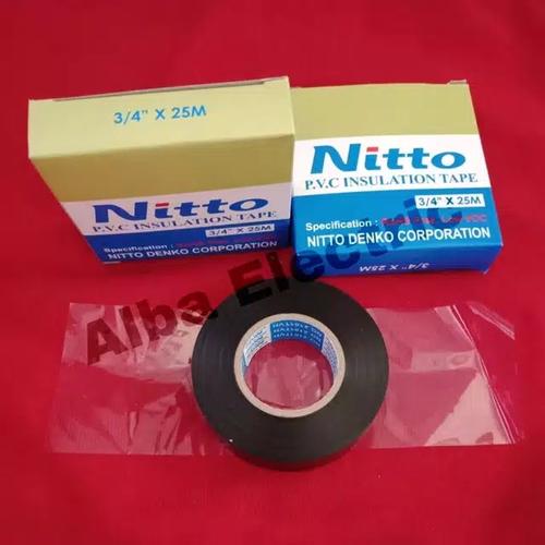 Jual Isolasi Nitto Hitam besar / Isolasi Listrik P.V.V 3/4" x 25 Meter ...