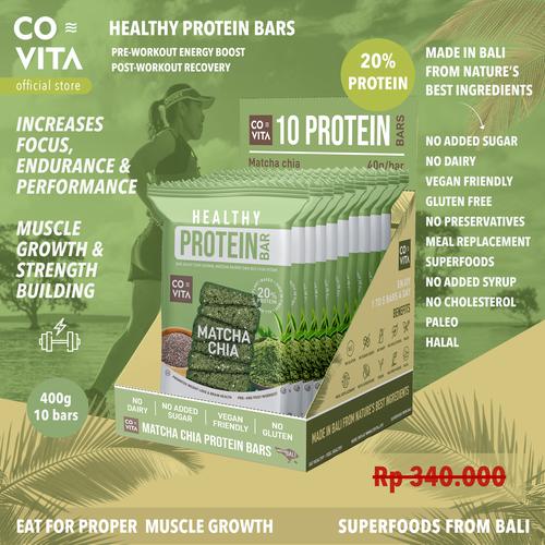 Promo Covita Healthy Protein Bars Box - Matcha Chia (10pcs) - Kab ...