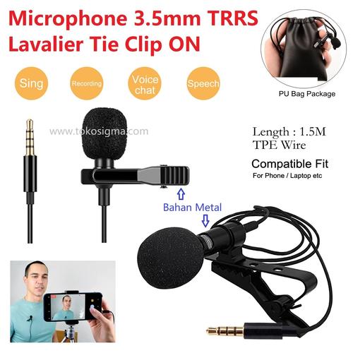 Jual Mic Lavalier Microphone TRRS Smartphone Laptop Combo Audio jek 3 ...