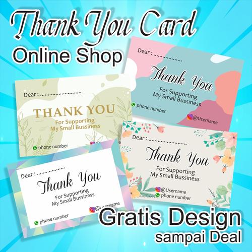 Jual [55pcs] THANK YOU CARD OLSHOP UKURAN 6X4 CM KARTU UCAPAN TERIMA ...