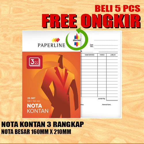 Jual NOTA 3 PLY PAPERLINE / NOTA KONTAN 3 RANGKAP 16CM X 21CM ISI 25 ...