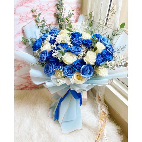 Jual Roses Blue Bouquet Buket Bunga Mawar Biru Asli Segar Fresh Flower ...