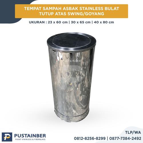 Jual Tempat Sampah Stainless Bulat Tutup Swing,tong sampah stenlis ...