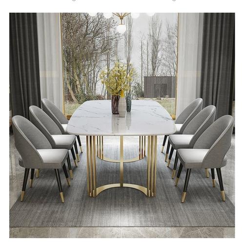 Jual Faux Marble Dining table/meja makan marmer modern stainless and ...