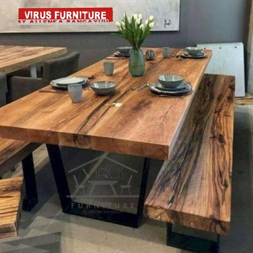 Jual set meja makan bangku panjang solid suar wood jepara - Kab. Jepara ...