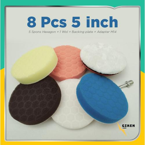 Jual Busa Spon Pad Alat Poles Body Mobil 8 Pcs 5 Inch 125mm Polishing ...