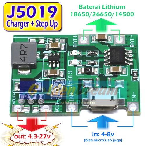 Jual J5019 Modul 2in1 Charger + Step Up Adjustable TP4056 MT3608 Batere ...