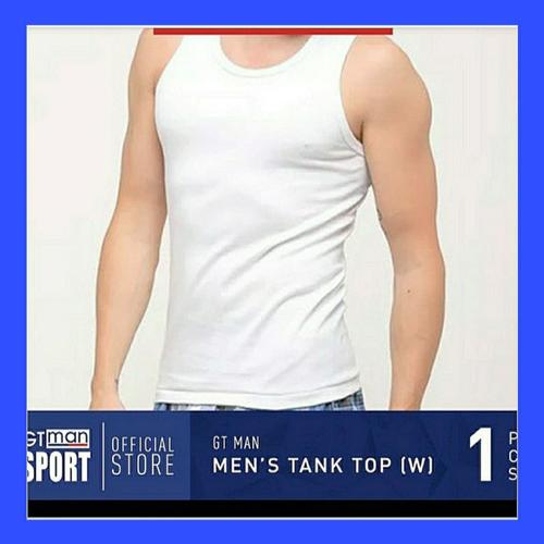 Promo GTMAN TANK TOP/SINGLET PRIA GTT01 NEW BLACK/WHITE - Putih, L ...