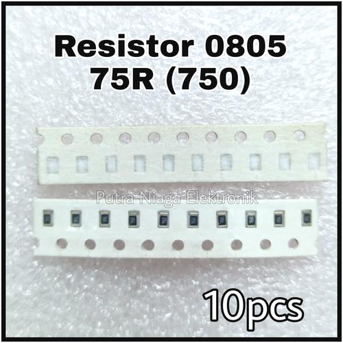 Jual (10pcs) Resistor SMD 0805 75R Tahanan 75ohm 75 ohm Marking: 750 ...