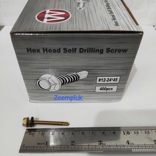 Jual Sekrup Skrup Drilling Hex Head Self Drilling Screw 12x45 400Pcs ...