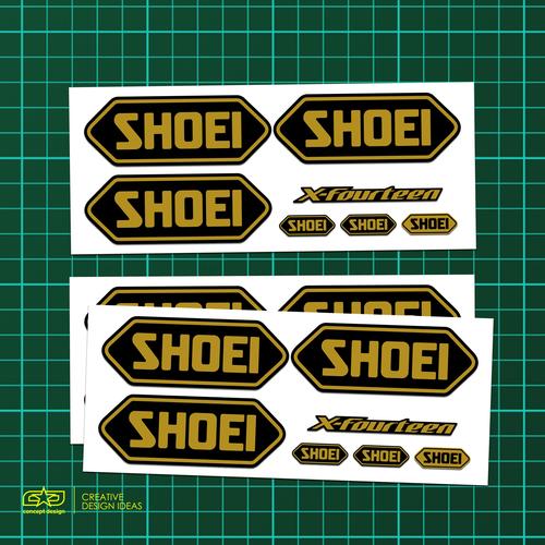 Jual Sticker Helmet SHOEI Set Black Matte & Gold Reflective - Kab ...