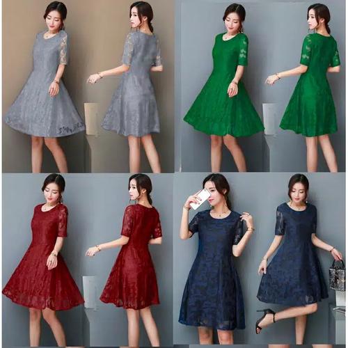 Jual dress remaja/dress wanita/dress brokat/dress midi/baju pesta ...