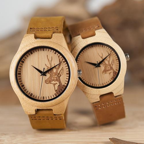 Jual Jam Tangan Kayu Bambu Analog Pria Wood Klasik Couple Pasangan Kado ...