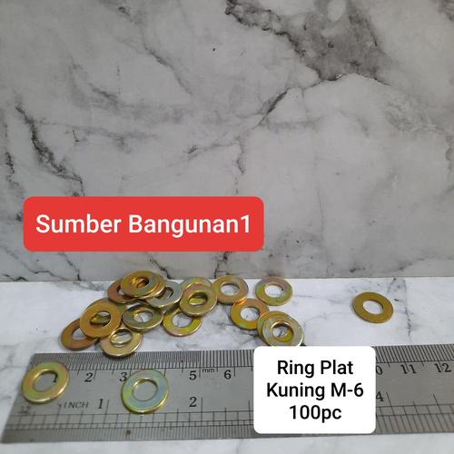 Jual Ring plat kuning M-6 (100pcs) ring baut 6mm Mur plat - Kab. Bekasi ...