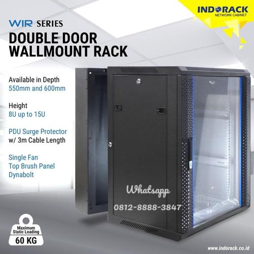 Jual Wallmount 8U Indorack Double Door 550mm WIR5508D Rack Server ...