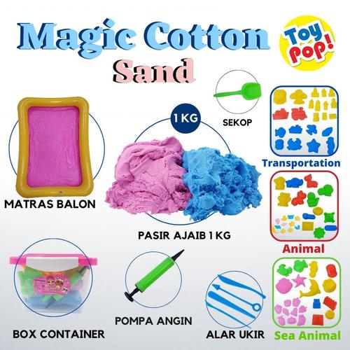Jual Mainan pasir magic cotton sand 1 kg lengkap box alas balon cetakan ...