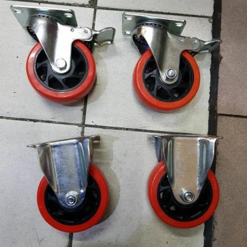 Jual Roda caster polyurethene Taiwan medium duty 4 inch Hidup semua ...