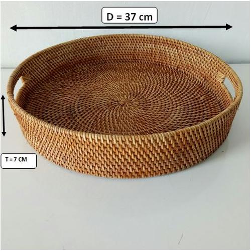 Jual Nampan Rotan Bulat Besar - Baki Rattan Tray Handmade - Cokelat ...