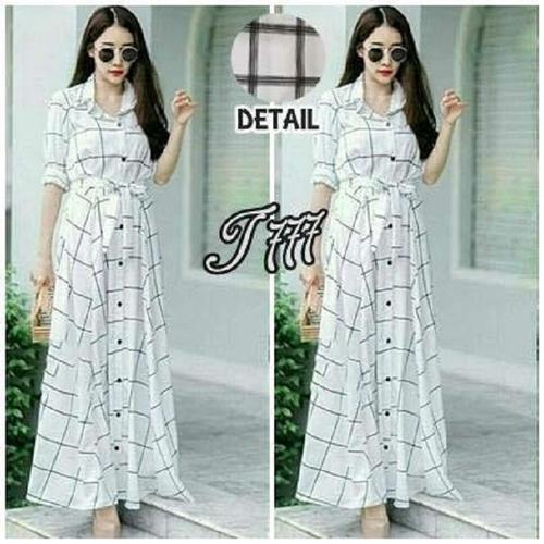 Jual long dres clotee katun kotak asli fit xL ld110cm pj125cm - Putih ...