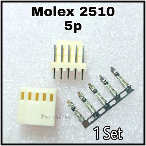 Jual (1 Set) Molex 5pin 2510 / Molek 5p 2.54mm Male Female 5 pin - Kota ...