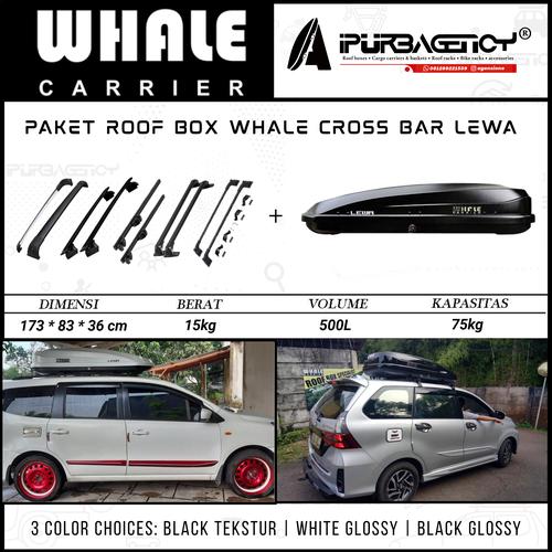 Jual Paket roof box Lewa by whale carieer plus cross bar universal ...