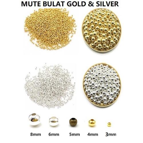 Jual Mute bulat gold & silver uk.3mm -8mm /25 gram - Silver, 8mm ...