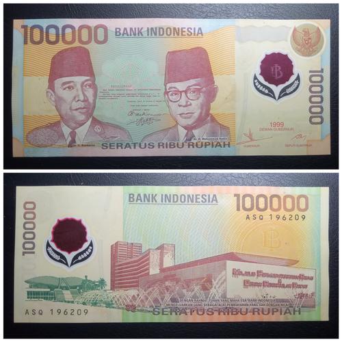 Jual Uang Polymer 100000 Rupiah Tahun 1999 - Kab. Tangerang - Rezer ...
