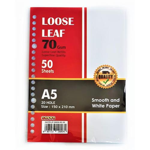 Jual KERTAS BINDER A5 POLOS PUTIH 50 LBR LOOSE LEAF ISI ULANG BINDER ...