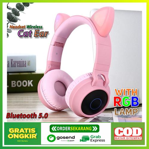Jual Headphone Kucing Gaming Bluetooth Wireless Meng Cat Ear PURPLE ...