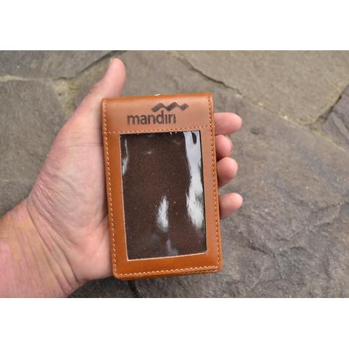 Jual Name Tag Leather Logo Bank Mandiri Id Card Holder Kulit - Kab ...