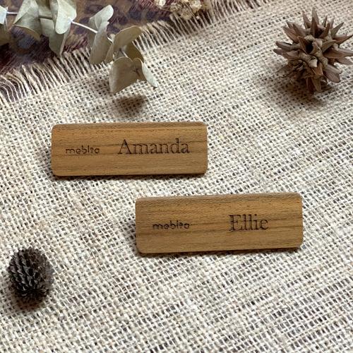 Jual Willow Wooden Name Tag Id Card Papan Nama dada Magnet kayu jati ...
