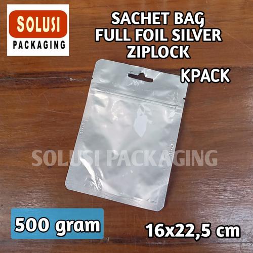 Jual SACHET BAG 500z SUPER SILVER Kpack ALUMINIUM FOIL ZIPLOCK zipper ...