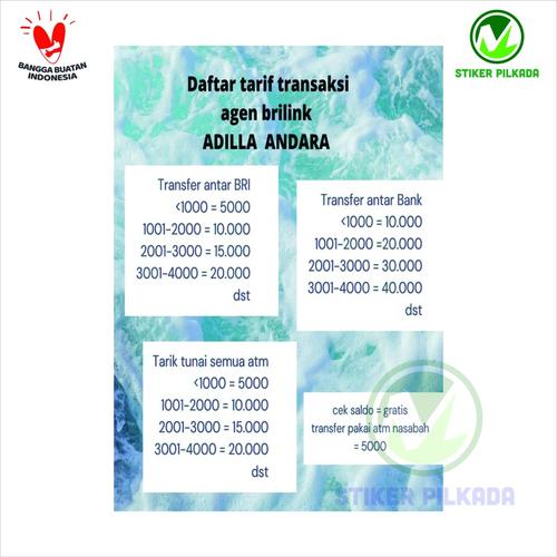 Jual stiker daftar harga brilink a4 - Kota Tangerang Selatan - STIKER ...