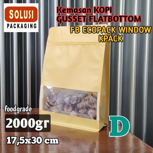 Jual FLAT BOTTOM FB ECOPACK Window 2Kg KPACK Kemasan Kopi Kertas Coffee ...