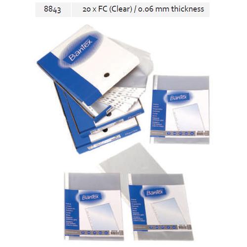 Jual Bantex 8843-08 Pocket FC 0.06mm PP Clear : 20 Pcs Transparent ...