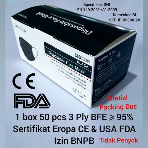 Jual Masker Hitam 3Ply 3 Ply Masker Disposable Masker Earloop Masker ...