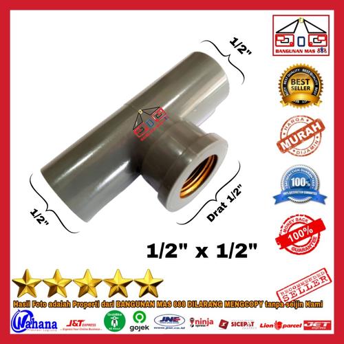 Jual TEE DRAT KUNINGAN 1/2" x 1/2" - TEE PVC - TEE PIPA - TEE KRAN AIR ...