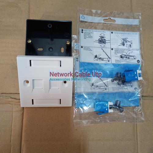 Jual Modular Cat.6 Amp Commscope 2 Lobang Komplit Faceplate + Inbow ...