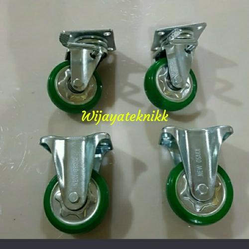 Jual Roda Pu hijau osaka 4 inch 1 set roda troli Osaka hijau 4 inch ...