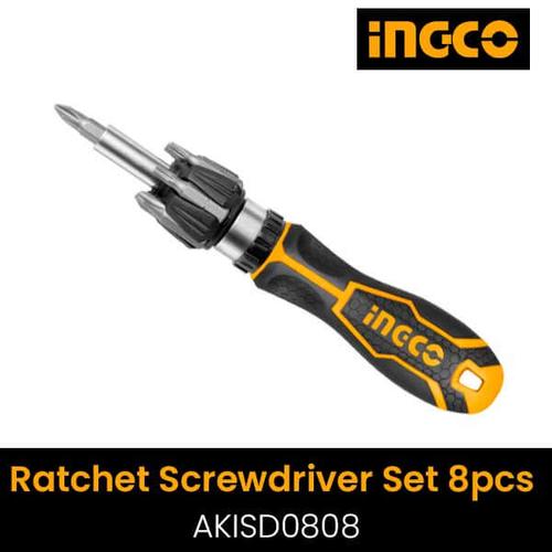 Jual INGCO AKISD0808 Obeng Set Ratchet Rachet 8 in 1 Set Gagang Karet ...