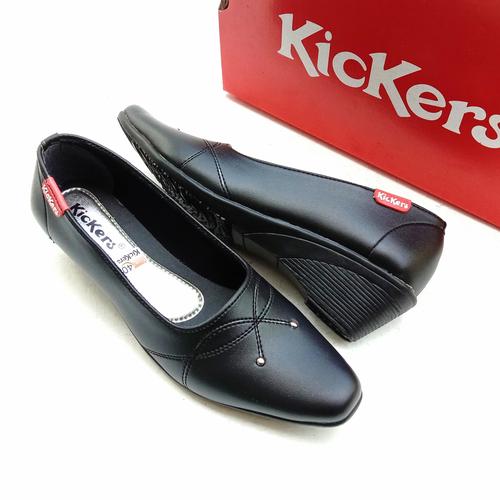 Jual SEPATU KERJA CEWEK KANTOR ASLI CANTIK KICKERS WEDGES HITAM PLUS ...