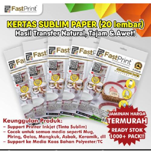 Jual Sublimation Paper Kertas Sublim Sublimasi Ukuran A4 Isi 20 Lembar ...