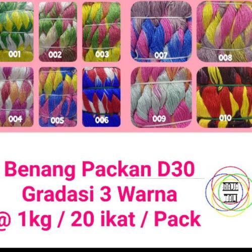 Jual Benang Nilon D30 Gradasi 3 Warna @1kg isi 20 ikat / Benang Hank ...