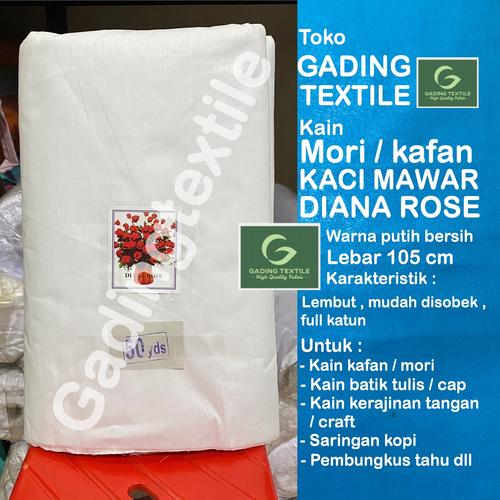 Jual ( per setengah meter ) kain kafan mori putih cap MAWAR DIANA ROSE ...