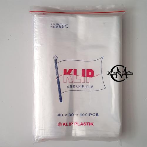 Jual PLASTIK KLIP 30x40 CM / plastik clip cetik Merah Putih ziplock isi ...