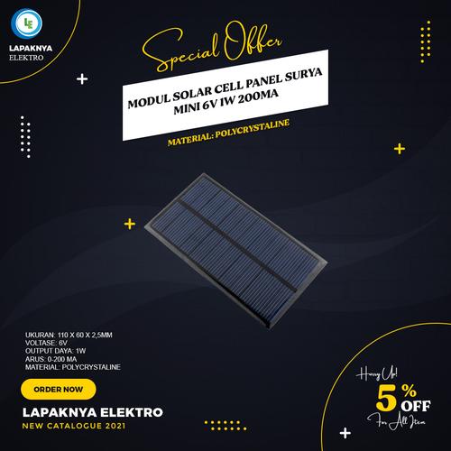 Jual Modul Solar Cell Panel Surya Mini 6v 1w 200mA DIY Powerbank - Kab ...