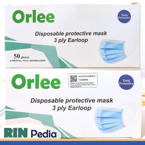 Jual Masker Orlee 3 Ply Earloop Medis kemenkes Putih atau Pink isi 50 ...
